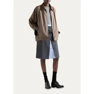 Prada Logo-embroidered Cotton Ribbed Short-sleeve Sweater