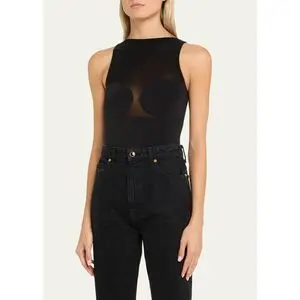 Wolford Corset-effect Sleeveless Bodysuit With Sheer Panels - Black
