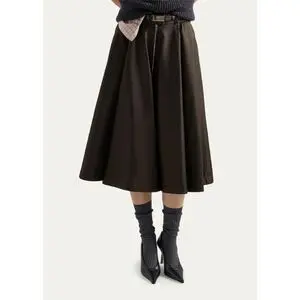 Prada Belted A-line Skirt - Cocoa