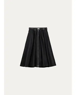 Prada Belted A-line Skirt - Nero