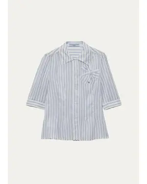 Prada Striped Cupro Short-sleeve Shirt