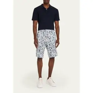 Kiton Printed Linen Drawstring Shorts