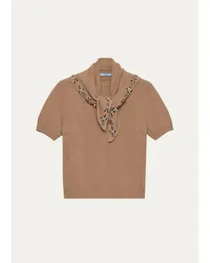 Prada Embellished Cashmere Sweater - Camel