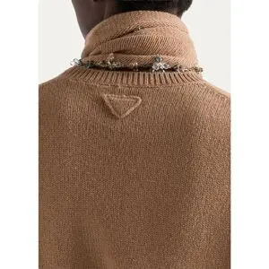 Prada Embellished Cashmere Sweater - Camel