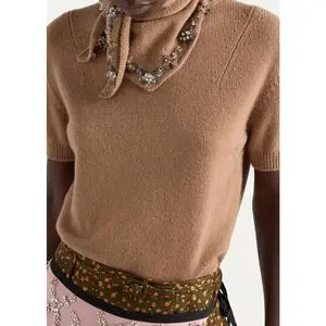 Prada Embellished Cashmere Sweater - Camel