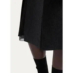 Prada Pleated Wool-silk Midi Skirt