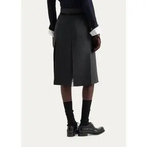 Prada Pleated Wool-silk Midi Skirt