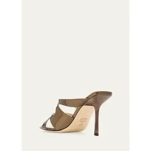 STUART WEITZMAN 85mm Rubie Metallic Leather Mule Sandals