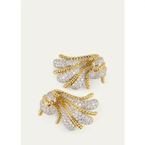 Verdura Platinum And 18k Yellow Diamond Fan Earrings