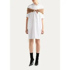 Prada Embellished Cotton-blend Mini Polo Dress