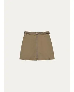 Prada Belted Cotton-blend Mini Skirt