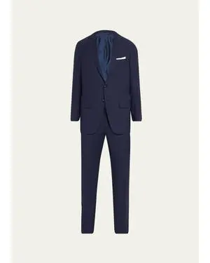 Kiton Mini-check Wool Modern Fit Two-piece Suit - Navy