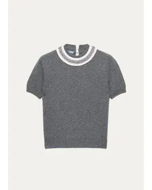 Prada Embellished Short-sleeve Sweater