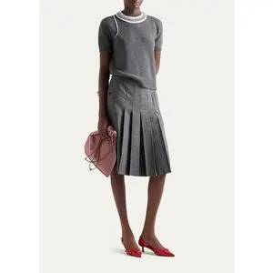 Prada Embellished Short-sleeve Sweater