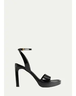 Balenciaga 100mm Fargo Patent Leather Platform Sandals - Black