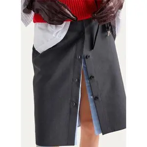 Prada Layered Button-front Tailored Skirt