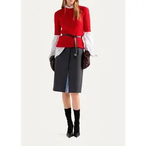 Prada Layered Button-front Tailored Skirt