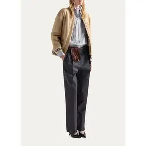 Prada Plaid Cotton Bow-collar Shirt