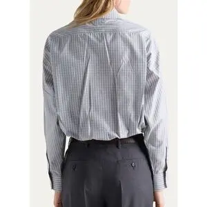 Prada Plaid Cotton Bow-collar Shirt