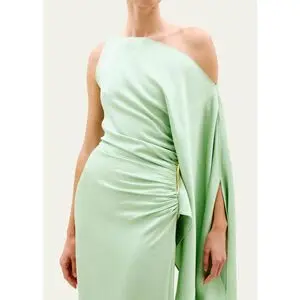 Silvia Tcherassi Kesia One-shoulder Ruched Satin Maxi Dress