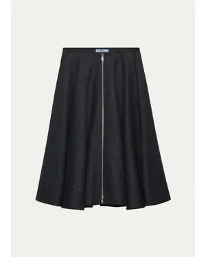 Prada Wool A-line Midi Skirt