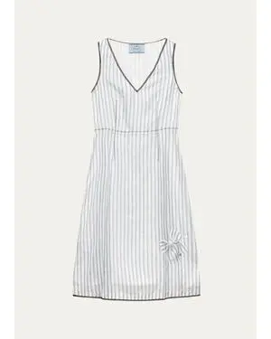 Prada Striped V-neck Midi Dress