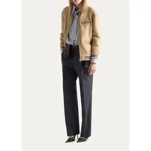 Prada Pleated Mohair-wool Straight-leg Trousers