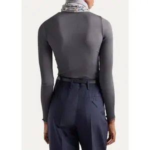 Prada Logo Rib-knit Silk Top