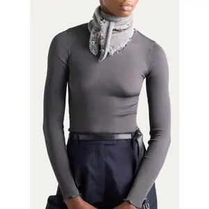 Prada Logo Rib-knit Silk Top
