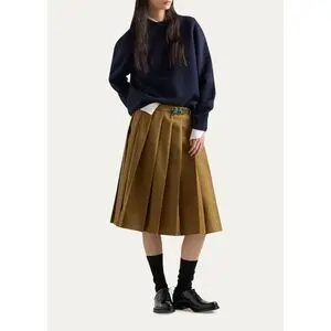 Prada Leather Elbow-patch Wool Crewneck Sweater