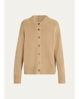 Guest In Residence Cozy Cashmere Crewneck Cardigan - Camel