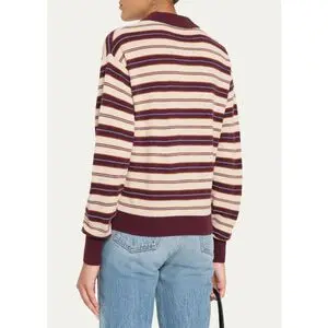 Guest In Residence Collegiate Striped Cashmere Polo Sweater - Fig Combo