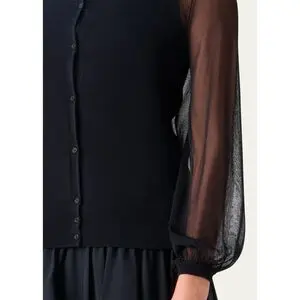 Akris Sheer Knit Crewneck Cardigan