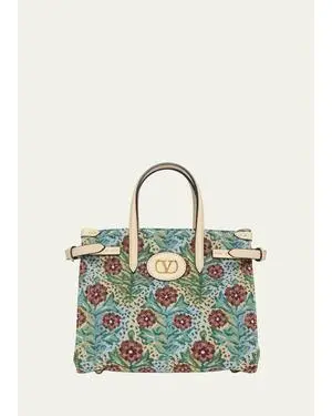 Valentino Garavani Antibes Small Floral Woven Tote Bag - Multi
