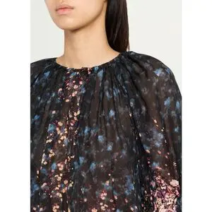 Ulla Johnson Elise Short-sleeve Silk Blouse - Eclipse