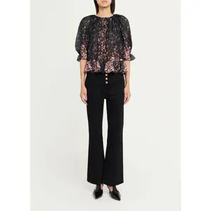 Ulla Johnson Elise Short-sleeve Silk Blouse - Eclipse