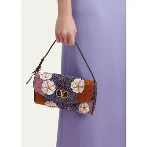 Valentino Garavani Devain Floral Beaded Top-handle Bag