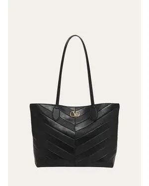 Valentino Garavani Panthea Medium Chevron Leather Tote Bag - Nero