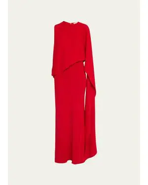 HEIRLOME Cletine Sleeveless Asymmetric Drape Maxi Dress - Red