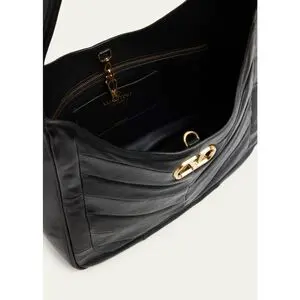 Valentino Garavani Medium Chevron Leather Hobo Bag - Nero