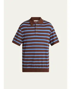 Moncler Cotton Knit Triple-stripe Polo Shirt