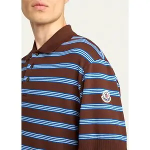 Moncler Cotton Knit Triple-stripe Polo Shirt