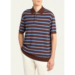 Moncler Cotton Knit Triple-stripe Polo Shirt