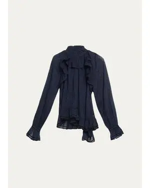 Ulla Johnson Marcella Long-sleeve Asymmetric Cotton Blouse - Nightfall