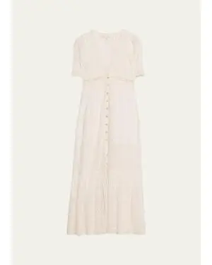 LoveShackFancy Tarragon Broderie Anglaise Midi Dress - White