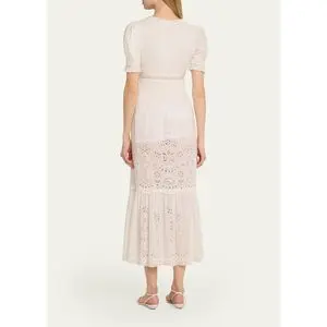 LoveShackFancy Tarragon Broderie Anglaise Midi Dress