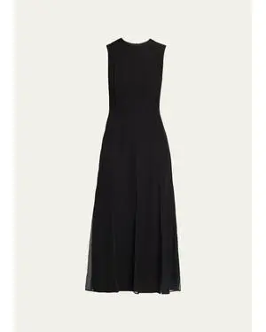 Ulla Johnson Laure Chiffon Sleeveless Midi Dress - Noir