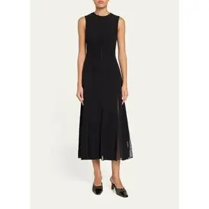Ulla Johnson Laure Chiffon Sleeveless Midi Dress - Noir