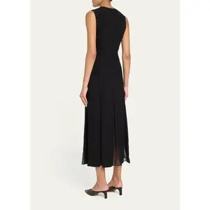 Ulla Johnson Laure Chiffon Sleeveless Midi Dress - Noir