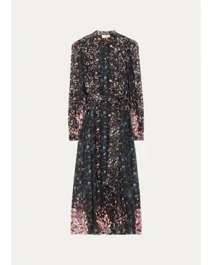 Ulla Johnson Tessa Floral Silk Midi Shirtdress